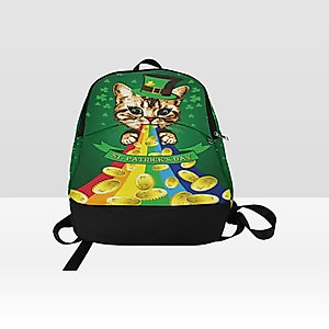 Deargifts St Patricks Day Cat Backpack for Girls Boys Kids Custom Personalized School Backpack Book Bag