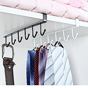 iModen Cabinet Holding Rack,Multifunction Wardrobe Rack with 6 Hooks (Black)