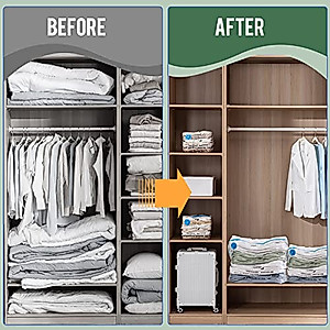 Cube Vacuum Storage Bags, 6 Pack Jumbo Cube Size Vacuum Sealer Compression Space Saver Bag for Clothes, Comforters, Blanket, Duvets, Pillows, Quilt, Travel, Hand Pump with Sealing Ring Included