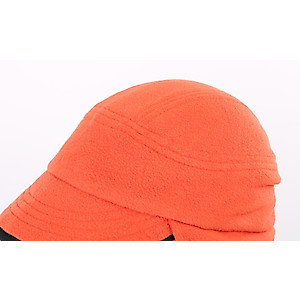 Home Prefer Winter Beanie Warm Skull Cap Outdoor Windproof Fleece Knit Earflap Hat for Men and Women Orange