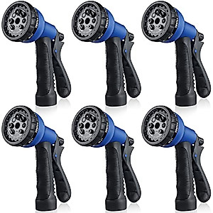 6 Pieces Garden Hose Nozzle Sprayer ABS Water Hose Spray Nozzle Garden Sprayer Hose Hand Sprayer for Hose Water Hose Nozzle for Watering Plants Lawn Garden Cleaning Showering Pets Washing Cars Blue