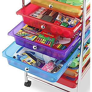 Whitmor 10 Drawer - Rolling Craft Organizer Cart - Chrome 15.25x13.50x35.25
