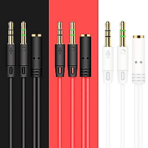 LINASHI 3.5mm Splitter, Headphone Splitter Earphone Adapter Audio 3.5mm Female to 2 Male Jack Aux Cable Black One Size