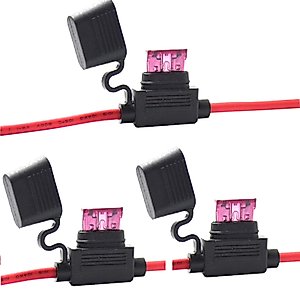 MuHize 10 Gauge Inline Fuse Holder - Heavy Duty 10 AWG Waterproof Add a Circuit Fuse Holder, Standard APR ATO ATC Fuse Holder with 40AMP Standard Fuses(3 Pack)