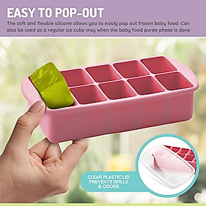 melii Silicone Baby Food Freezer Tray with Lid – Versatile 10-Cup 2oz Portion Tray for Freezing Breastmilk, Homemade Baby Food, Sauces, Smoothies, Snacks – Microwave, Freezer Safe - Pink