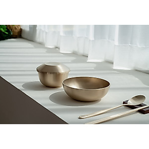 NotBiChae Premium Bronzeware Rice Bowl Soup Bowl 2 Sets Korean Traditional Handmade Tableware BANGJJA YUGI with Gift Wrap