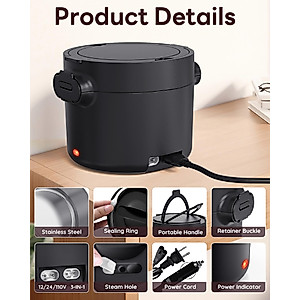 CDBEEE Electric Lunch Box for Adults,100W Heated Lunch Box 12/24/110V Lunch Warmer Leakproof,33Oz Portable Food Warmer for Work,Travel, home,Office,On-the-Go,Lonchera Eléctrica Portátil (Black)