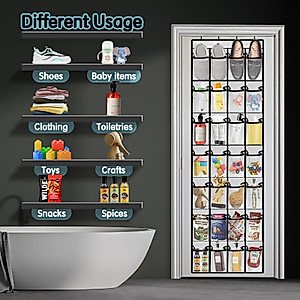 28 Compartment Breathable Mesh Pocket Over the Door Hanging Shoe Organizer, Closet Shoe Organizer, Large Men's and Women's Shoe Organizer, Hanging Over the Door Shoe Organizer (White)