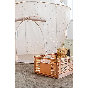 3 Sprouts Recycled Plastic Collapsible Crate - Stackable Folding Storage Crate for Organization for Adults & Kids - Foldable Plastic Crate - Large - Clay