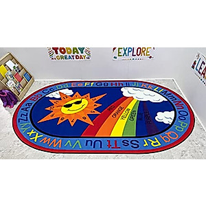 KidCarpet.com Sky's The Limit Classroom Rug 7'6" x 12' Oval Kid Educational Learning Rug for School Classroom, Kids Play Rug for Learning Numbers, Colors & Alphabets Area Rug for Kids