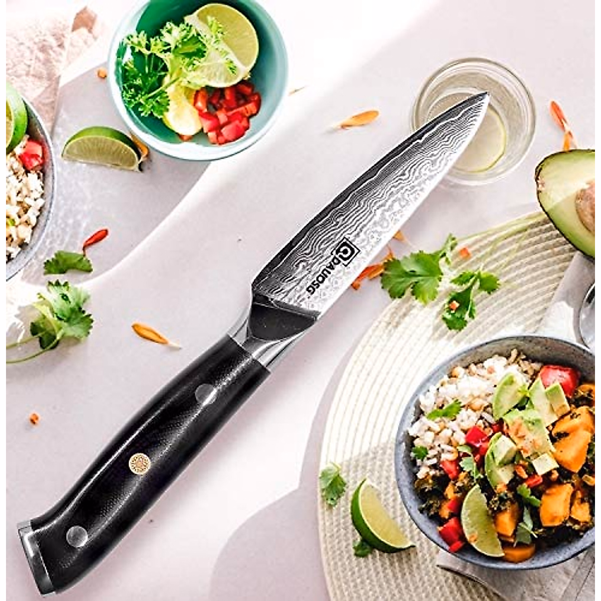 DDAUOSG Paring Knif 3.5 inch Japanese VG10 Super Steel 67 Layer High Carbon Stainless Damascus Steel Peeling Utility knives