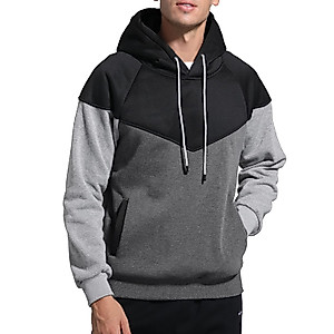 Niceif Men's Fleece Pullover Heavyweight Long Sleeve Hoodie Sweatshirt, Black Dark Grey XL