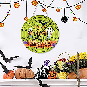 FRAKYEN Halloween Wood Door Sign Halloween Decoration Door Hangers Halloween Welcome Sign Front Door Halloween Wreath Farmhouse Halloween Decoration
