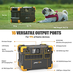 pecron E3000 Portable Power Station,3108Wh Portable Solar Generator with 6X110V/2000W AC Outlets 1200W Max Solar Input Backup Power for Outdoors Camping Fishing Emergency