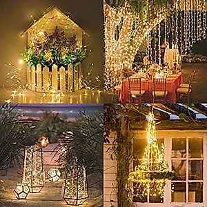 MorTime 200 LED 66 FT Solar Copper Wire String Lights, 8 Modes Waterproof Fairy String Lights for Indoor Outdoor Home Wedding Party Decoration, Warm White