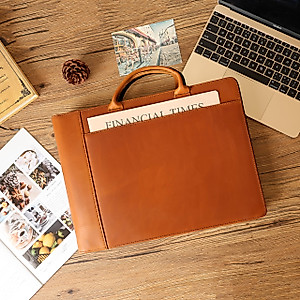 7 Ring Check Binder Cowhide Leather Check Portfolio for 3-Up Business Checks, Check Book Binder with Handle, Zippered Check Holder with 500 Check Capacity, Personalized Checkbook