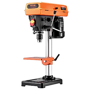 VEVOR 8 in Benchtop Drill Press, 2.3A Induction Motor, Tabletop Drilling Machine with 750/1140 / 1740/2340 / 3200 RPM Adjustable Speed, 0-45° Tilting Worktable, LED Work Light, for Wood Metal