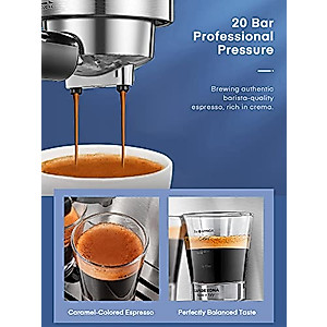 HOUSNAT Espresso Machine, 20 Bar Espresso Coffee machine and Cappuccino Maker with Milk Frother Wand, Automatic Espresso Latte Maker for Espresso, Cappuccino, Latte and Mocha, Compact Design