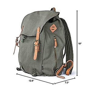 Gootium Canvas Backpack - Vintage Military Rucksack Travel Dayack, Green