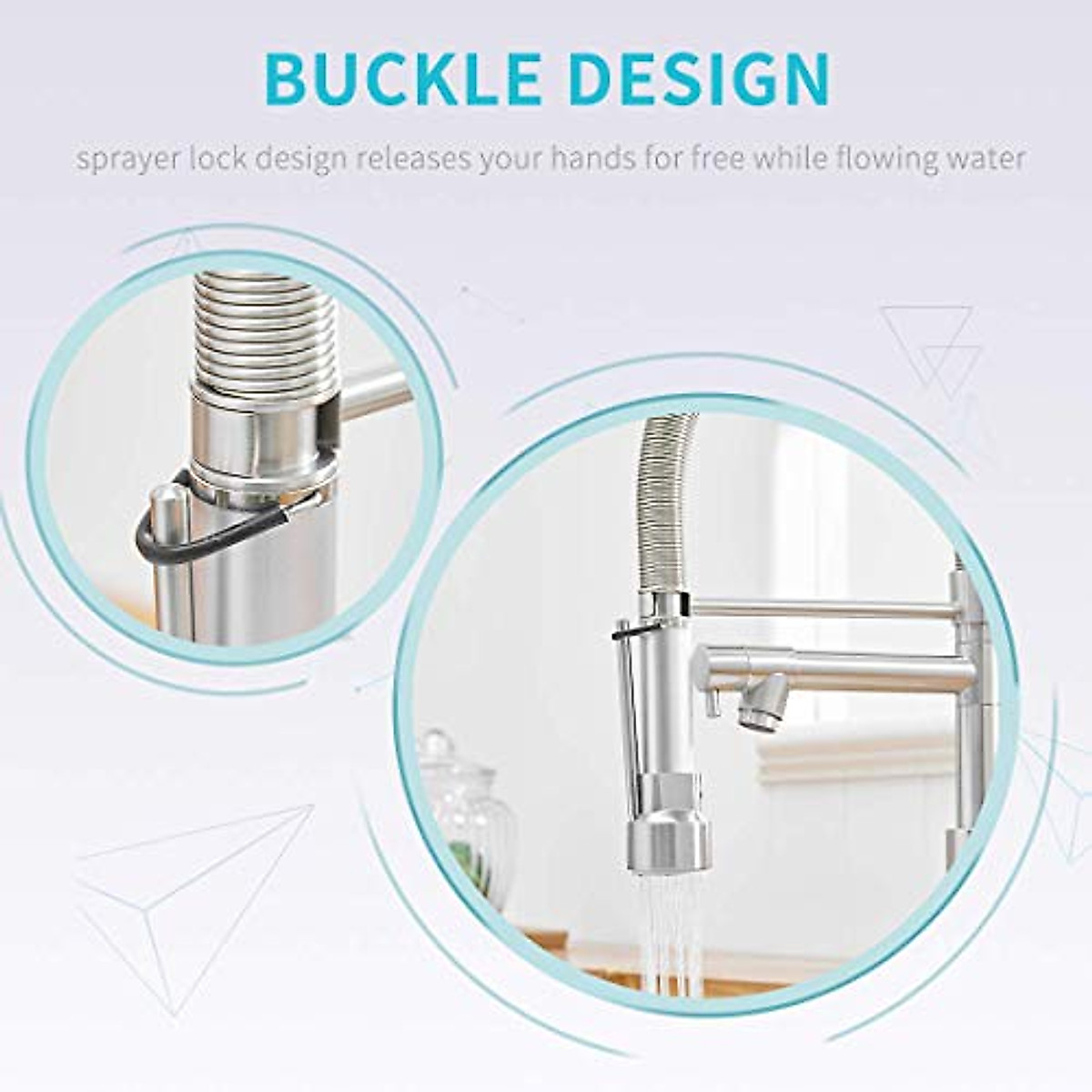 Fapully Kitchen Faucet with Sprayer,Single Handle Kitchen Faucet with Hole Cover Brushed Nickel