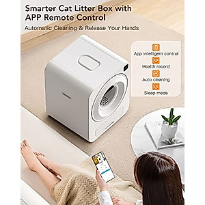 Self Cleaning Cat Litter Box, Automatic Litter Box Wi-Fi Enabled Smart Robort with 24H App Remote Control, Low Noise, Odor Removal, 78L Large Space for Multiple Cats