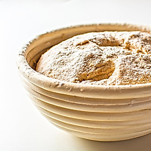 Banneton Bread Proofing Basket Set - Oval & Round Sourdough Proofing Basket w/Cover, Metal & Plastic Scraper, Scoring Lame w/Leather Case and 5 Blades - Bread Making Tools and Supplies (13 pieces)