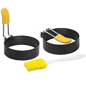Bulckrew Egg Rings Mold Set, 2PCS Stainless Steel Egg Cooking Rings Cooking Tools, Pancake Mold for frying Eggs and Omelet