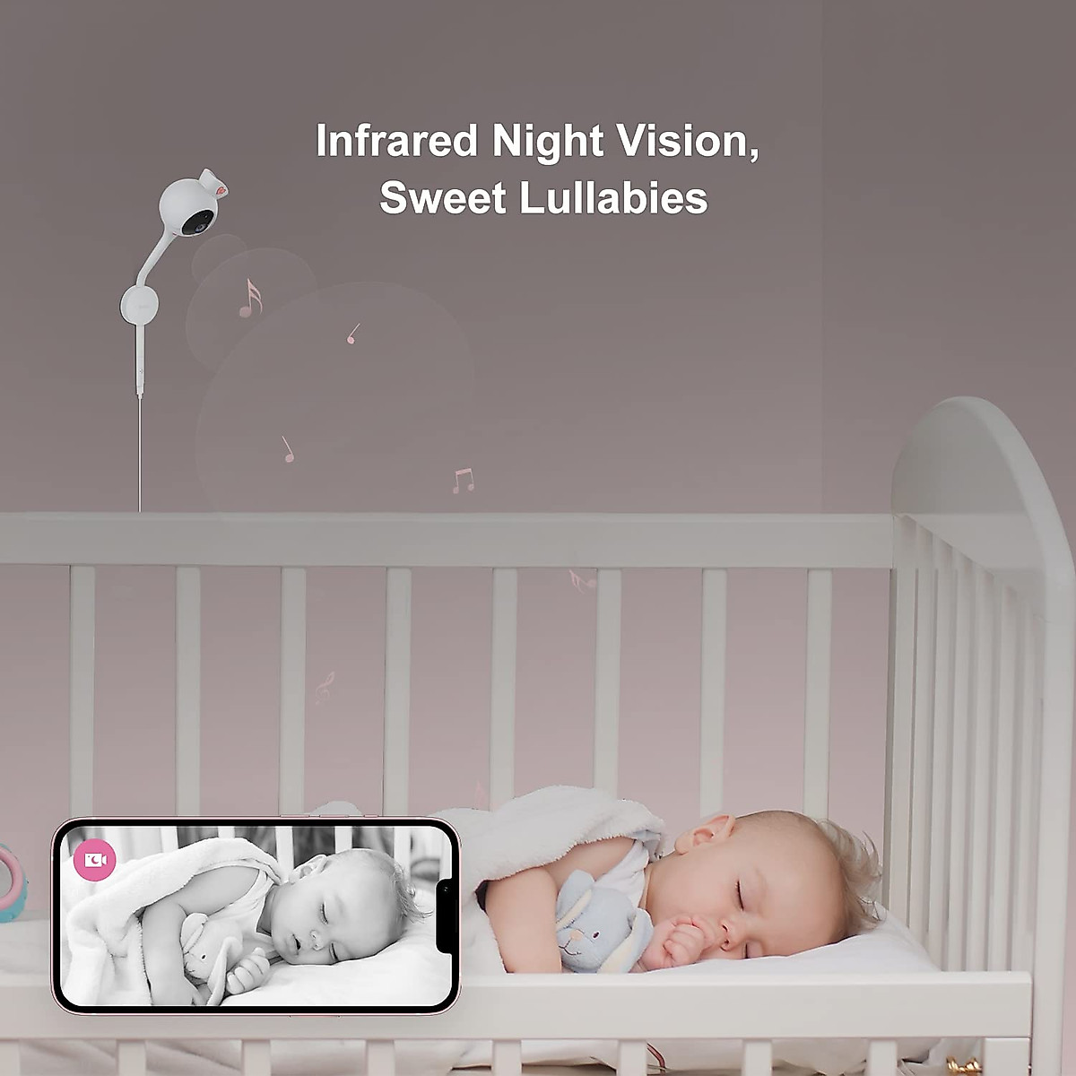 iBaby Smart Baby Breathing Monitor - with Camera and Audio, Tracking Baby's Breathing, Sleeping, Movement. i2 Wi-Fi Video Baby Monitor, Contactless, Work with Smartphone.