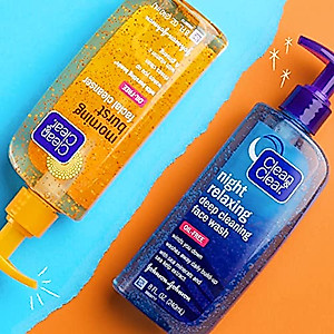 Clean & Clear 2-Pack Day and Night Face Cleanser Citrus Morning Burst Facial Cleanser with Vitamin C and Cucumber, Relaxing Night Facial Cleanser with Sea Minerals, Oil Free & Hypoallergenic Face Wash