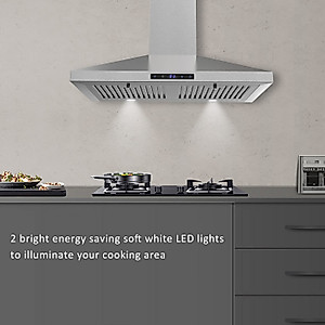 Range hood 30 Inch, Convertible Kitchen Wall Mount Range Hood in Stainless Steel with 500CFM, LED Lights, Stainless Steel Filters,Touch Control and Carbon Filters