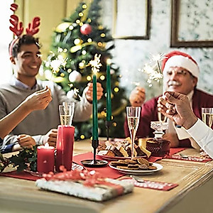 NIKY 10 inch Green Taper Candles for Christmas Spring, Set of 12 Unscented Dripless Candlesticks - 8 Hours Long Burning for Home Decor, Wedding, Parties and Special Occasions