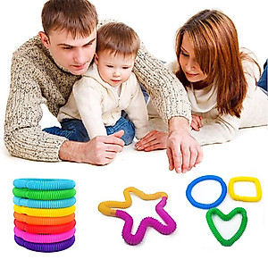 32Pack Pop Tubes, Fidget Tubes for Children and Adult Sensory Fidget Toy Set for Stress and Anxiety Relief Educational Learning Toys for Kids