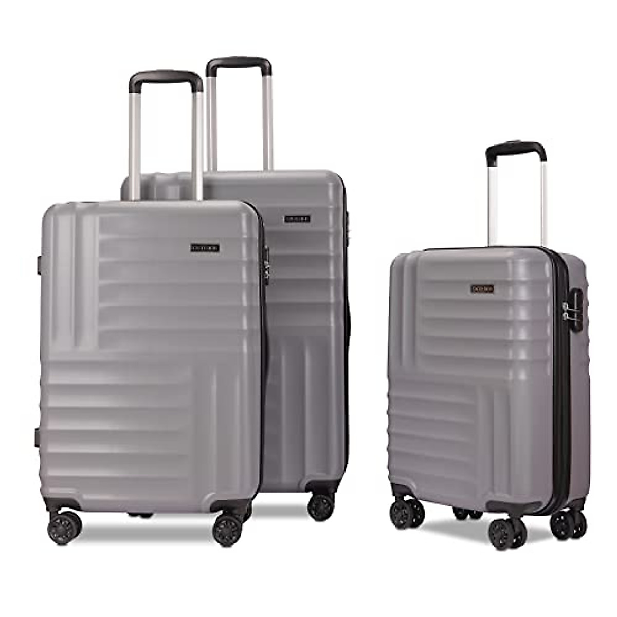 GinzaTravel Luggage Sets 3-Piece Expandable Suitcases with 4 Wheels PC+ABS Durable Hardside Luggage sets TSA lock(Gray, 3-Piece Set(20"/24"/28"))