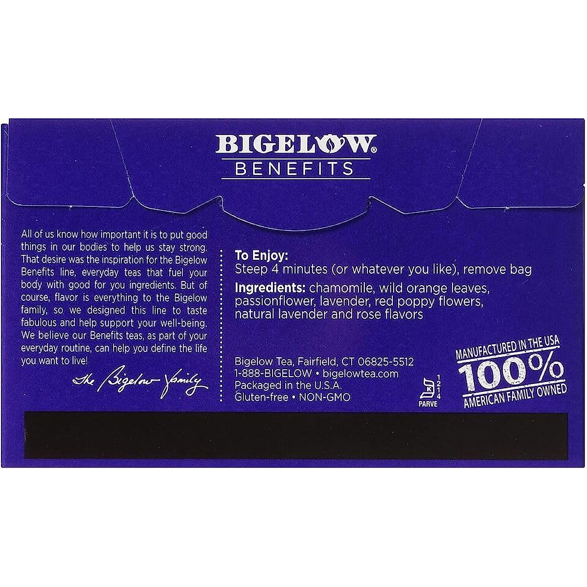Bigelow Benefits Sleep Chamomile & Lavender Herbal Tea 18 Tea Bags (Pack of 2)