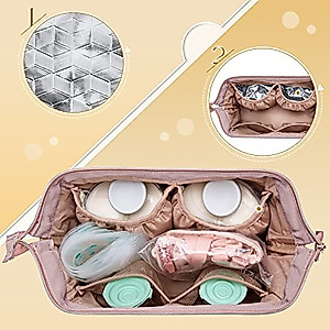 Fasrom Wearable Breast Pump Bag Compatible with Willow, Elvie Pumps and Medela Pump in Style, Double Layer Carrying Case with Waterproof Mat and Insulated Pockets, Pink (Patent Design)