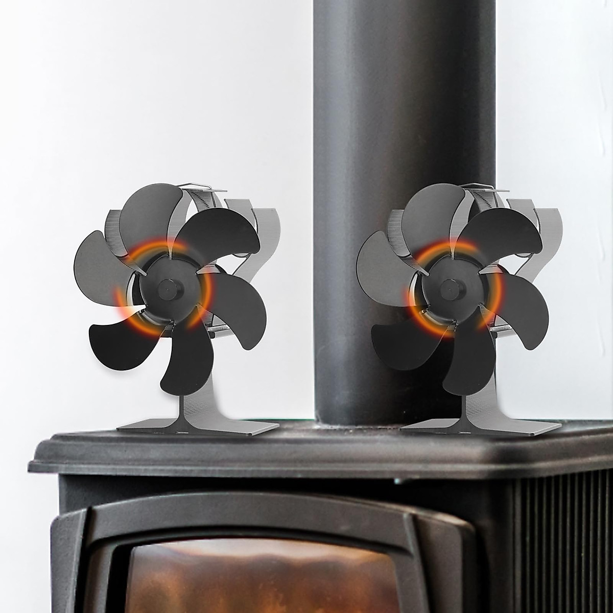 TOLUON Wood Stove Fan for Heater 6 Blades Heat Powered Fireplace Fan Thermoelectric Thermal Fan Fans for Home Wood/Log Burner/Fireplace Black