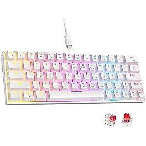 abucow 60% Mechanical Keyboard Wired Hot Swappable Gaming Keyboard 63 keycaps for PC/Mac (White&63)