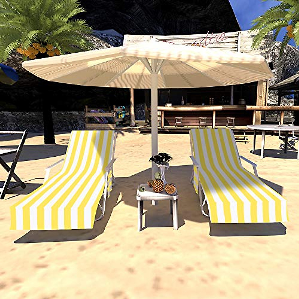 Pool Chair Cover with Pockets, Portable Sun Lounger Beach Chair Towel Cover