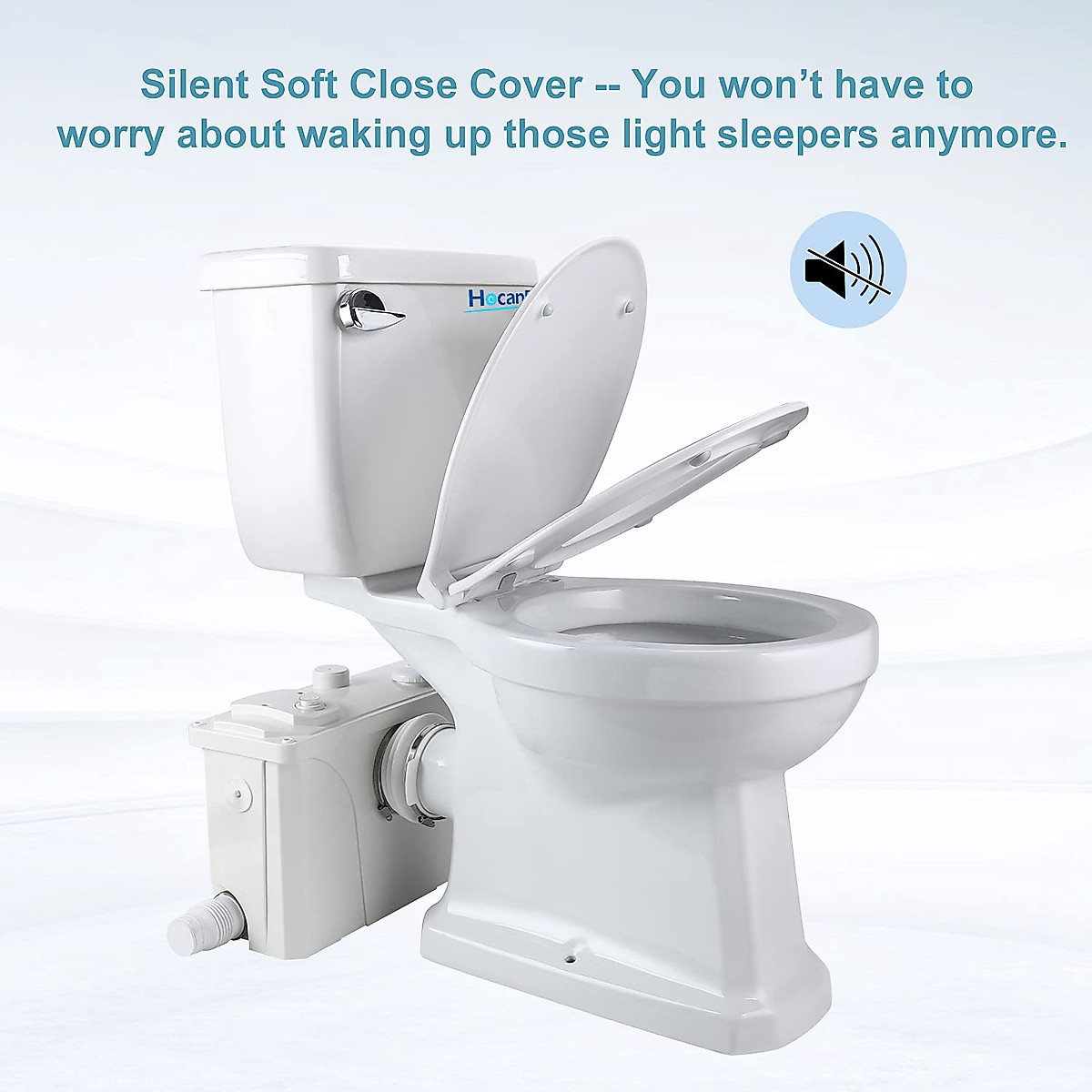 Macerating Toilet, Upflush Toilet For Basement Toilet System, 700w Maerator Pump with 4 Water Inltes, with Toilet Bowl, Water Tank, Toilet Seat, Extension Pipe