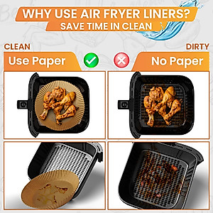Air Fryer Disposable Paper Liners, 100 Pcs - 6.3 in’ Non Stick Baking and Parchment Paper Sheets -Oil&Water Proof-Airfryer Parchment Liners-for Baking, Roasting and Frying-Cooking,Kitchen Accessories