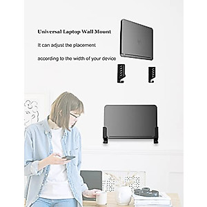 Universal Laptop Wall Mount Holder Cable Box Wall Mount Build-in Cable Management Hook Compatible with Laptops/WIFI Routers/Macbooks/TV boxes/Network Switches/Modems/Audio Devices and More(Black)