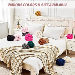 Uvvyui Knot Pillow Ball, Soft Pink Home Decor Knotted Pillows, Handmade Round Plush Throw Pillow, Aesthetic & Cute Large Decorative Pillows for Bed, Floor, Couch, Bedroom Home Decor 8 inches