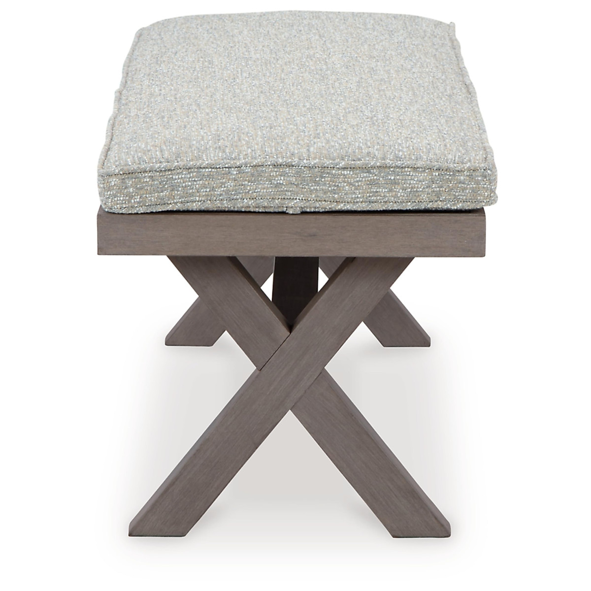 Signature Design by Ashley Hillside Barn Casual 54" Outdoor Dining Bench with Cushion, Light Brown & Light Gray