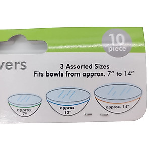 Handy Housewares 10-Piece Reusable Fitted Elastic Food Bowl Cover Set - Includes 3 Sizes Fitting From 7" to 14" Bowls (1 Set)