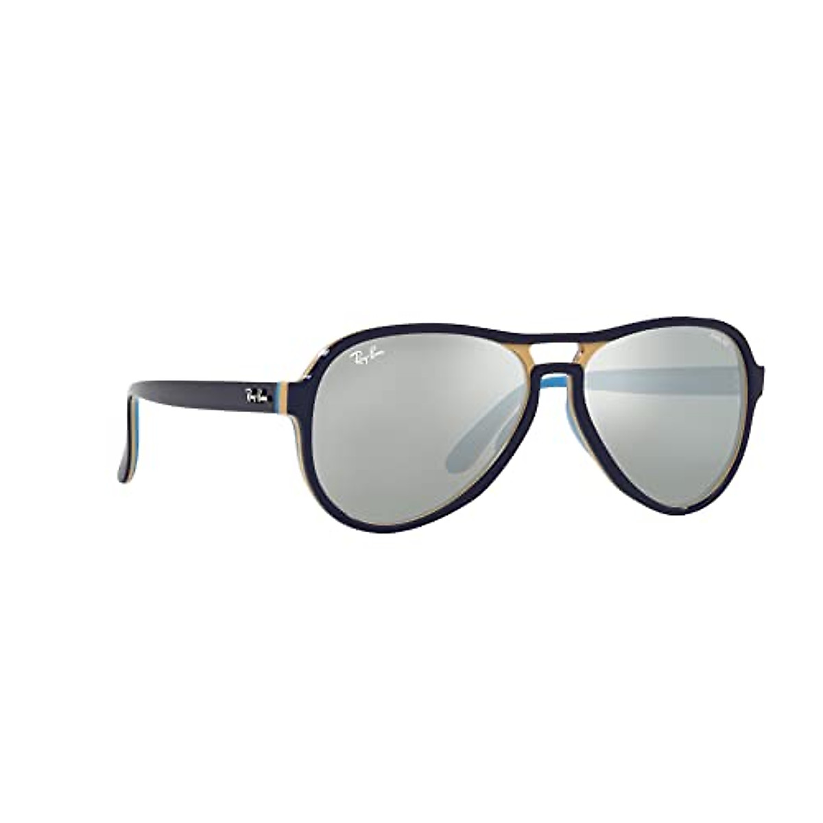 Ray-Ban Men's Rb4355 Vagabond Evolve Polarized Aviator Sunglasses, Blue Creamy Light Blue/Photochromic Grey Mirrored Grey, 58 mm