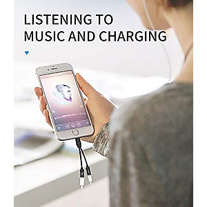 Headphone Adapter Splitter for Lightning to Audio Jack and Charger Extender Earphone Charging for iPhone 11 12Mini pro max xs xr x se2 7 8plus for ipad air Cable Converter for Apple MFI Certified