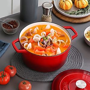 vancasso Enameled Cast Iron Dutch Oven, 7.5 QT Dutch Oven Pot with Lid,Round Enamel Dutch Oven for Bread Baking, Non Stick Enamel Coating, Pot's Body Cast Iron, Good Sealing, for All Heat Source