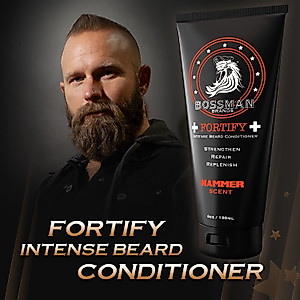 Bossman Fortify Intense Beard Conditioner - Shower Beard Wash, Moisturizer and Beard Softener for Men - Beard Growth Products - Made in USA (Hammer Scent)