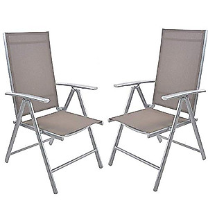 KARMAS PRODUCT Sets of 2 Folding Patio Chairs, Portable Sling Chair with Armrests for Outdoor Lawn Garden Backyard Poolside
