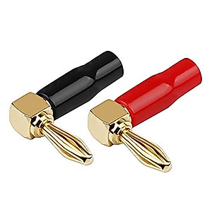 Goaycer Banana Plugs Right Angle 12 Pairs - 24k Gold Plated 90 Degree Speaker Connector (24Pcs)